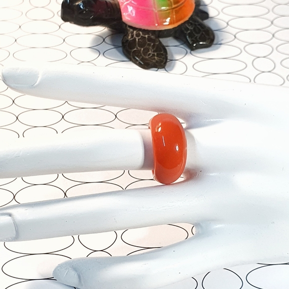 Jewelry | 6 For 15 Dark Orange Retro Resin Acrylic Dome Chunky Ring ...